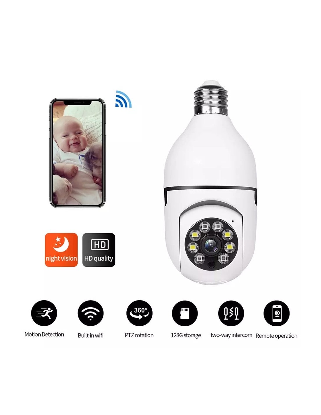 Cumpara Camera de supraveghere in bec, Wi-Fi IP