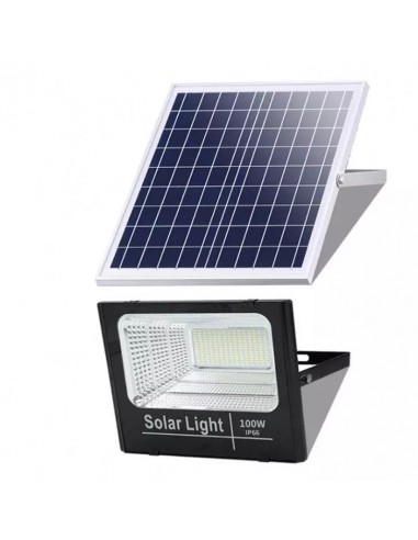 Proiector LED 100W cu panou solar, telecomanda
