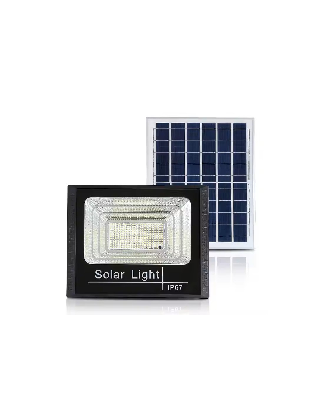 Proiector LED 100W cu panou solar, telecomanda